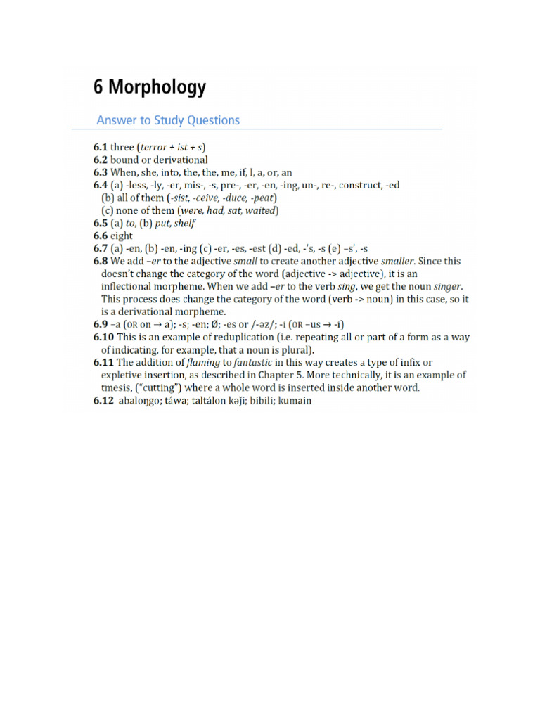 Morphology Q&A | PDF