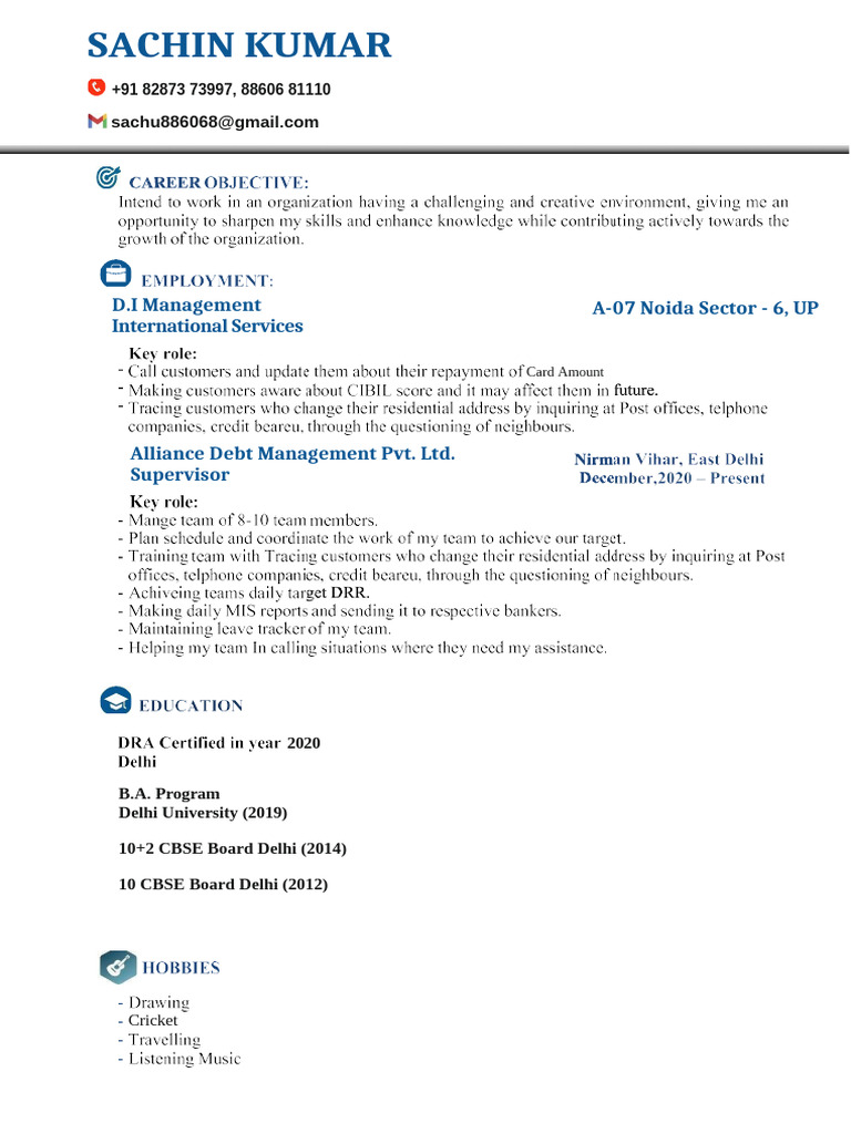 SACHIN KUMAR CV | PDF