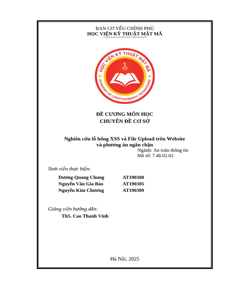 DeCuong CDCS XSS FileUpload | PDF