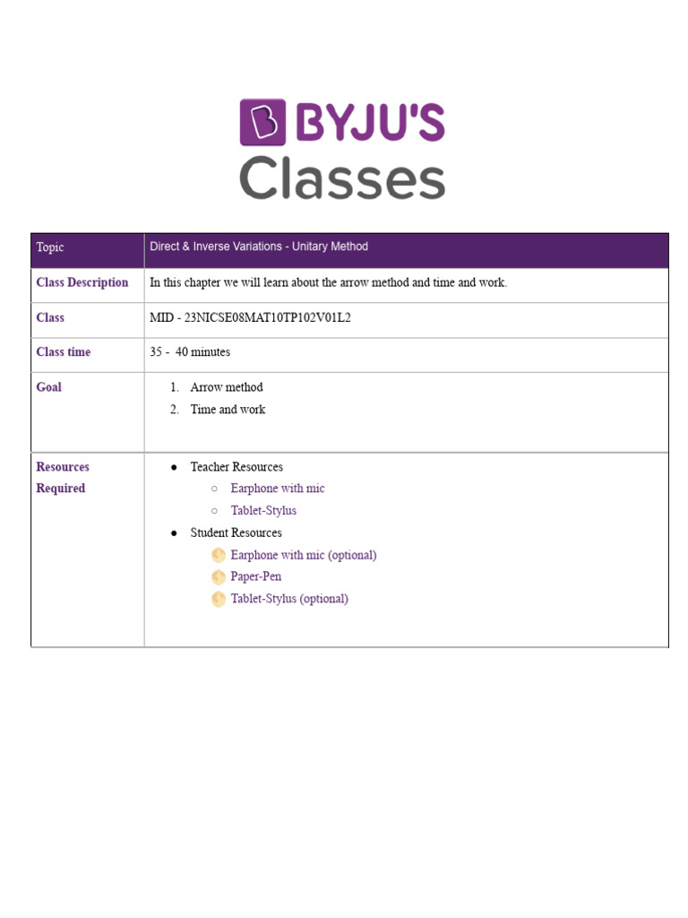 23NICSE08MAT10TP102V01L2 - Direct and Inverse Variations - Tutor | PDF ...