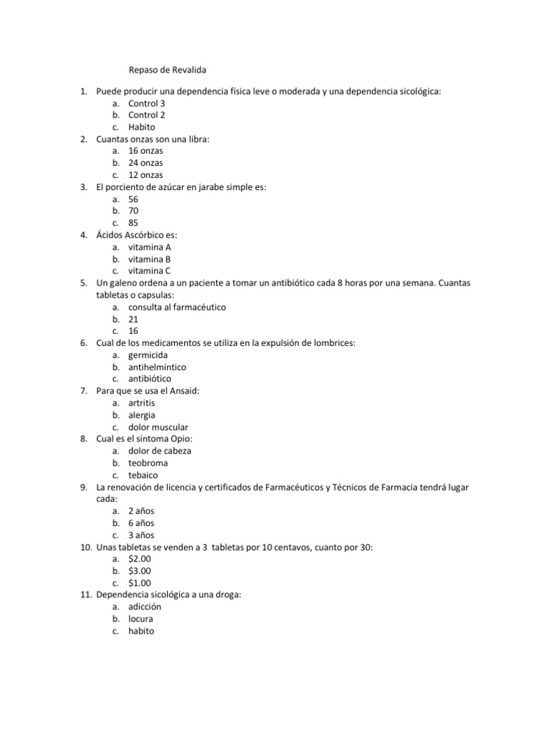 Repaso de La Revalida 1 | PDF