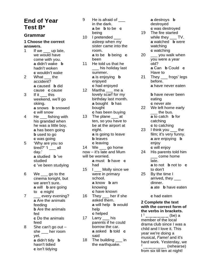 End of Year Test B1 - 285d39fd f1cb 49b1 82ad 5cb6b877ba09 | PDF
