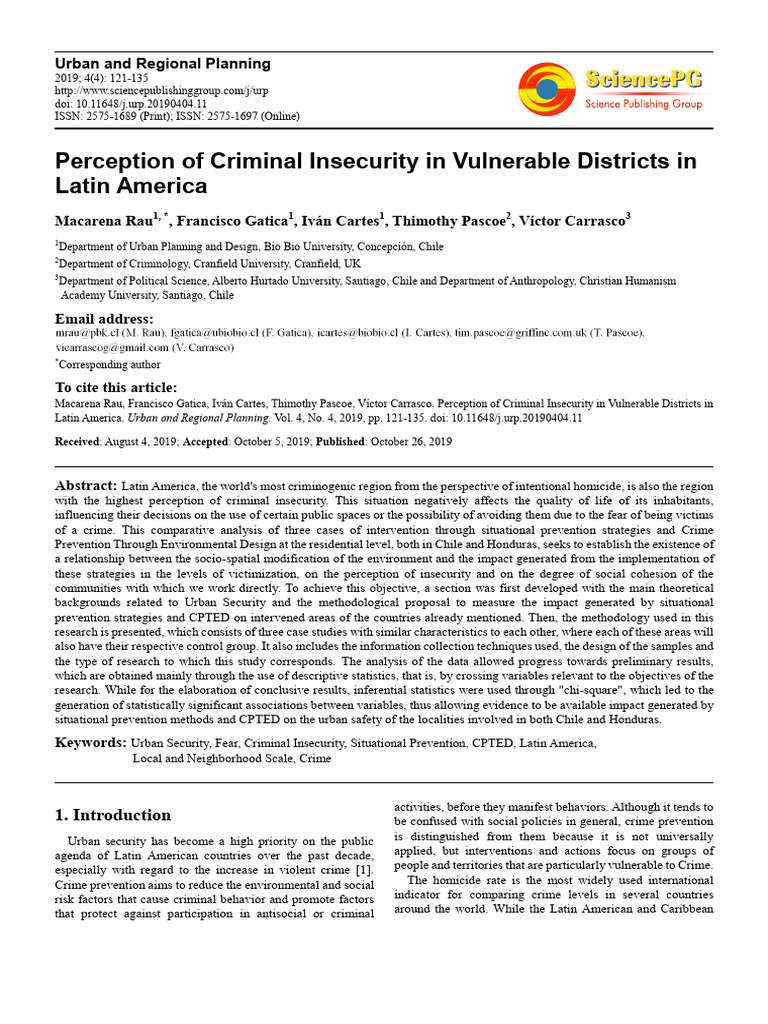 Fear and Insecurity in Latin America | PDF | Crimes | Crime & Violence