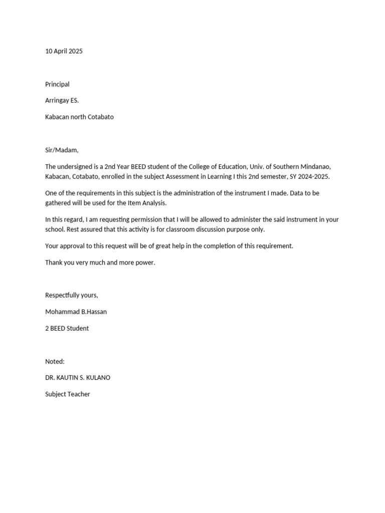 Tos Letter For Approval | PDF