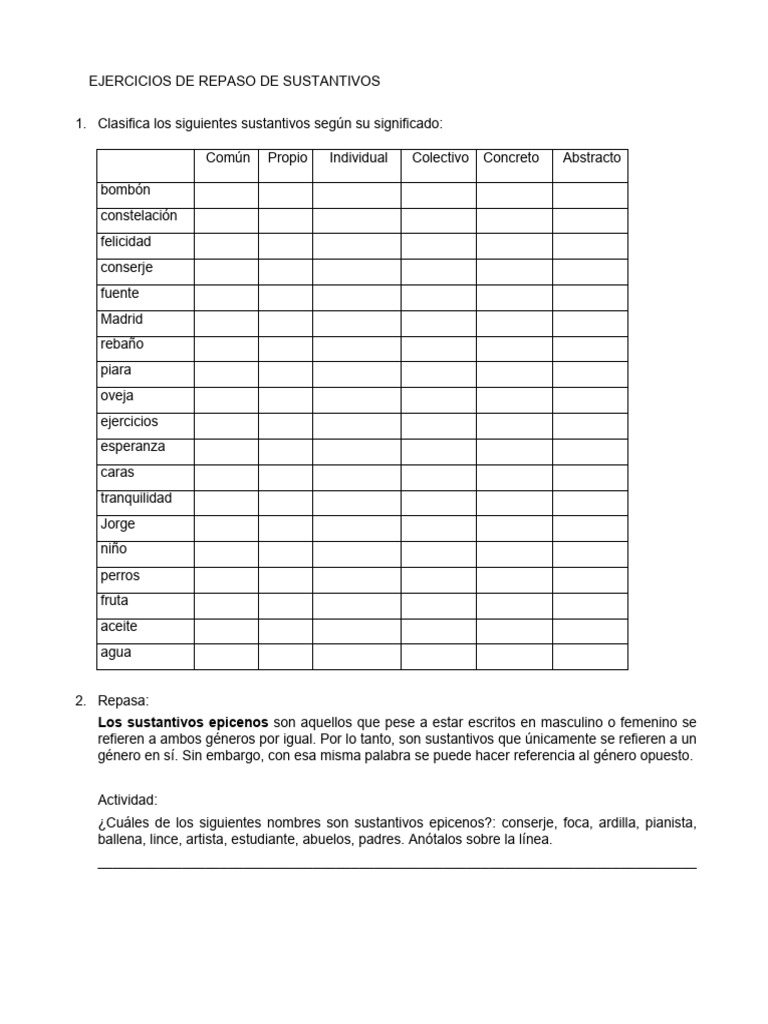 Actividad | PDF | Sustantivo | Adjetivo