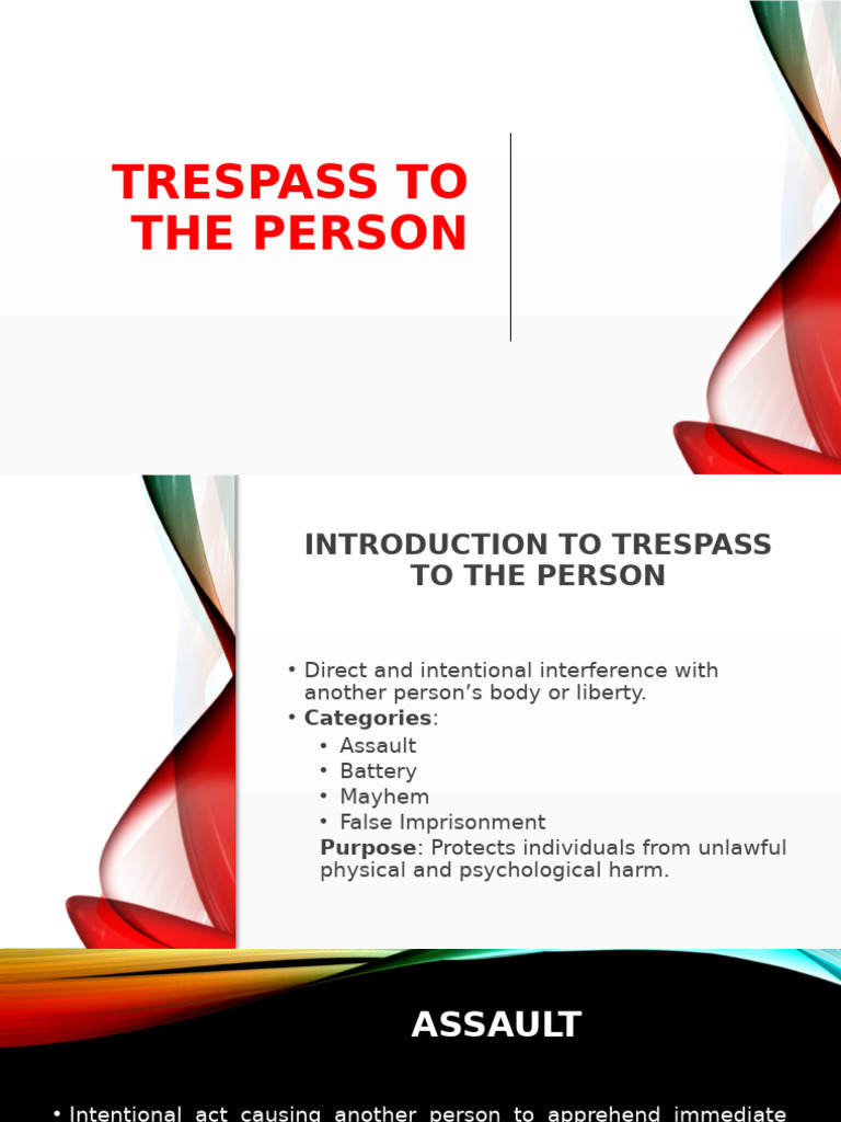 Trespass To The Person | PDF | Assault | Crime & Violence