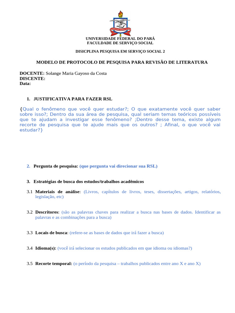modelo protocolo de pesquisa RSL _ disciplina pesquisa 2 | PDF