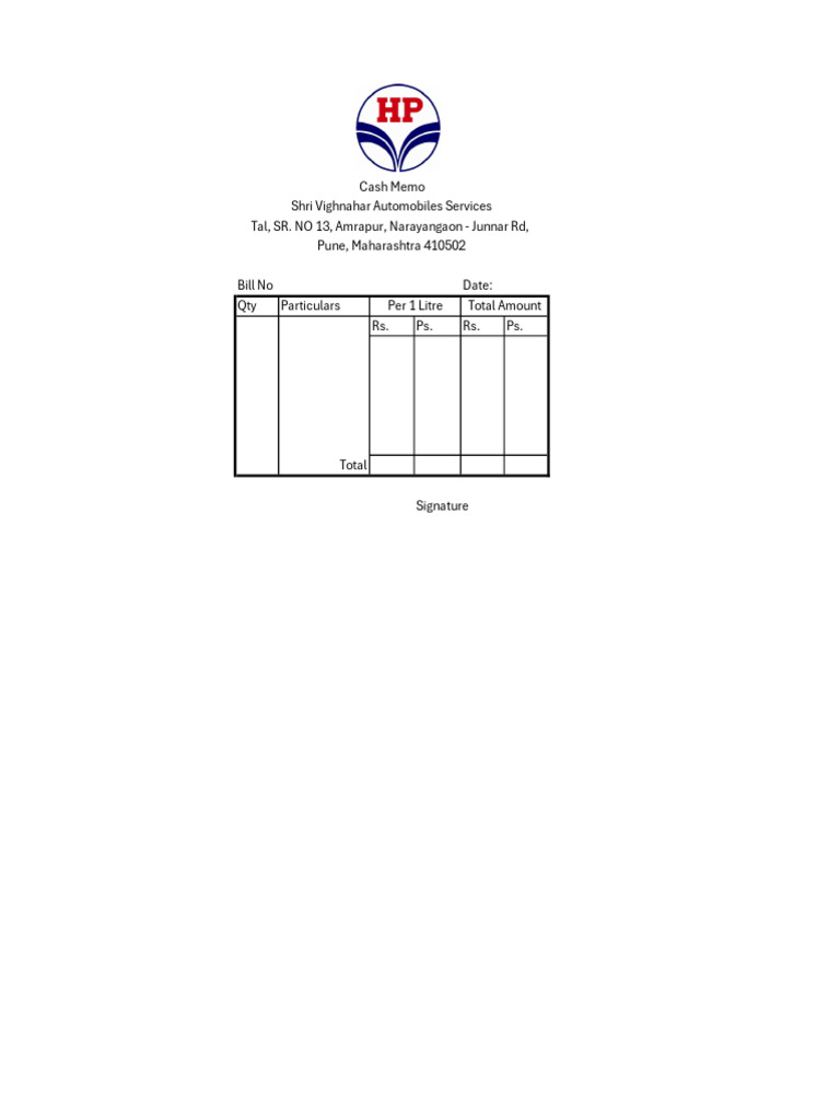 Petrol Bill Format | PDF