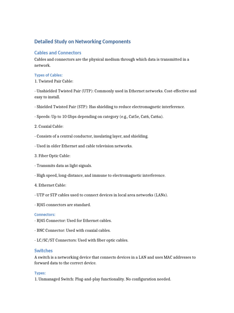 Networking Components Overview Guide | PDF | Computer Network | Ip Address