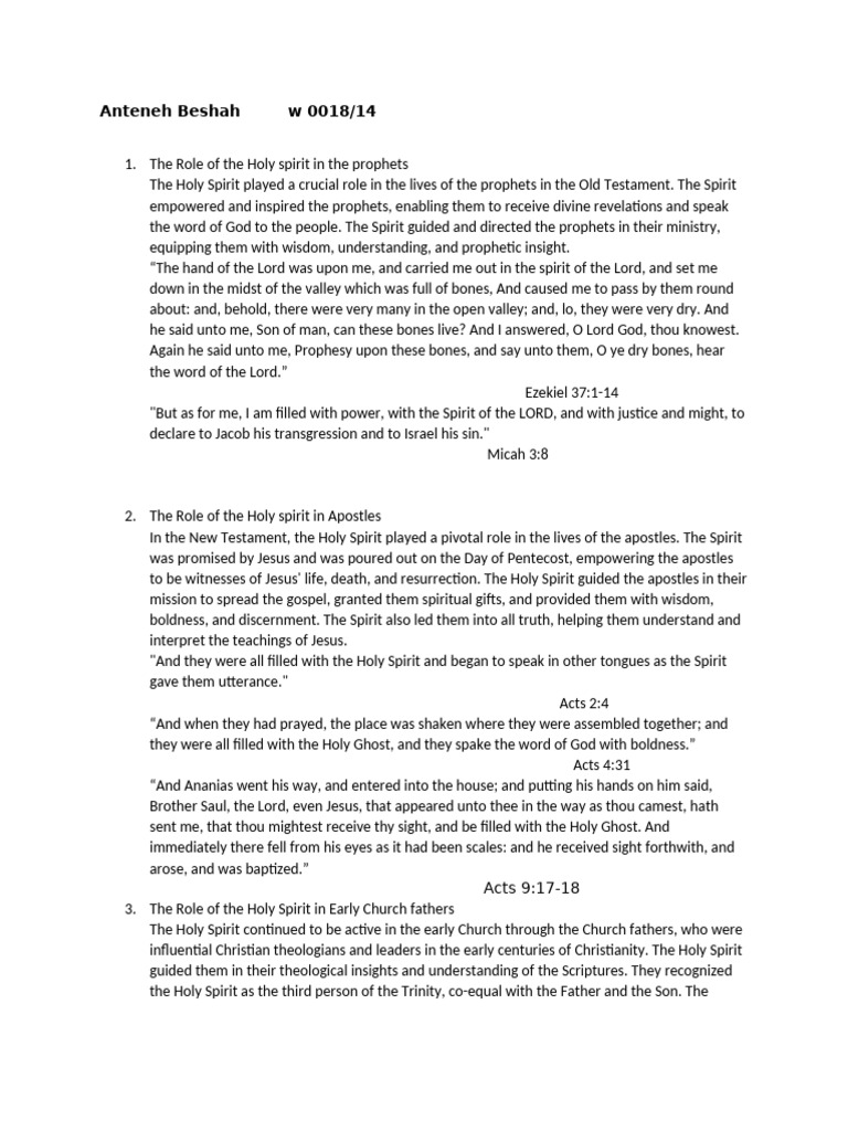 The Holy Spirit's Role in Scripture | PDF | Holy Spirit | Prophet