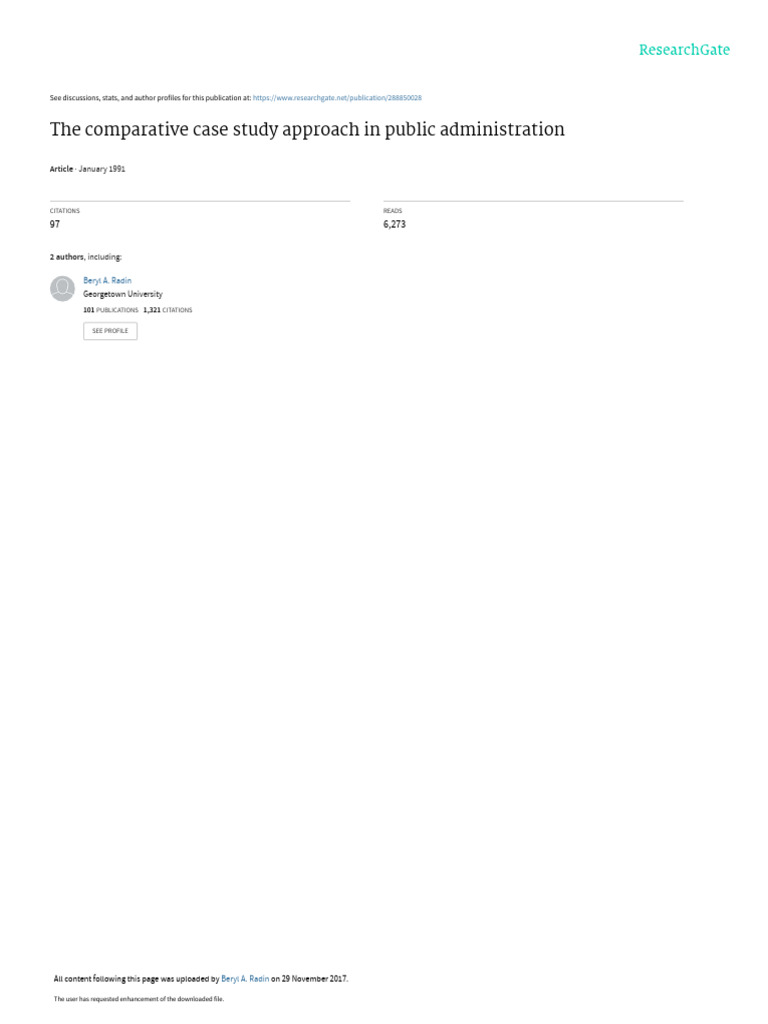 The Comparative Case Study Approach in Public Administration | PDF