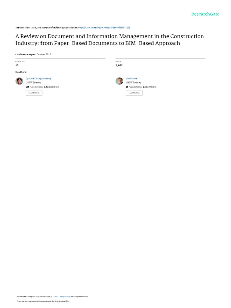 ICCREM2012 BIMReview Final | PDF | Building Information Modeling | Interoperability