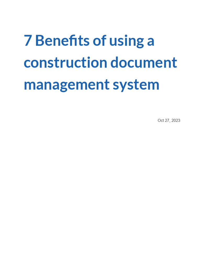 7 Benefits of Using A Construction Document Management System | PDF | Computer Security | Security