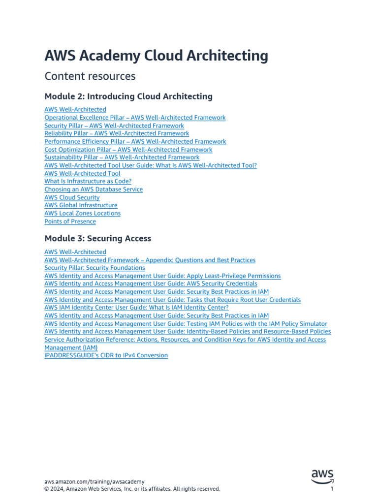 AWS Academy Resource - Content Resources | PDF | Amazon Web Services | Cloud Computing