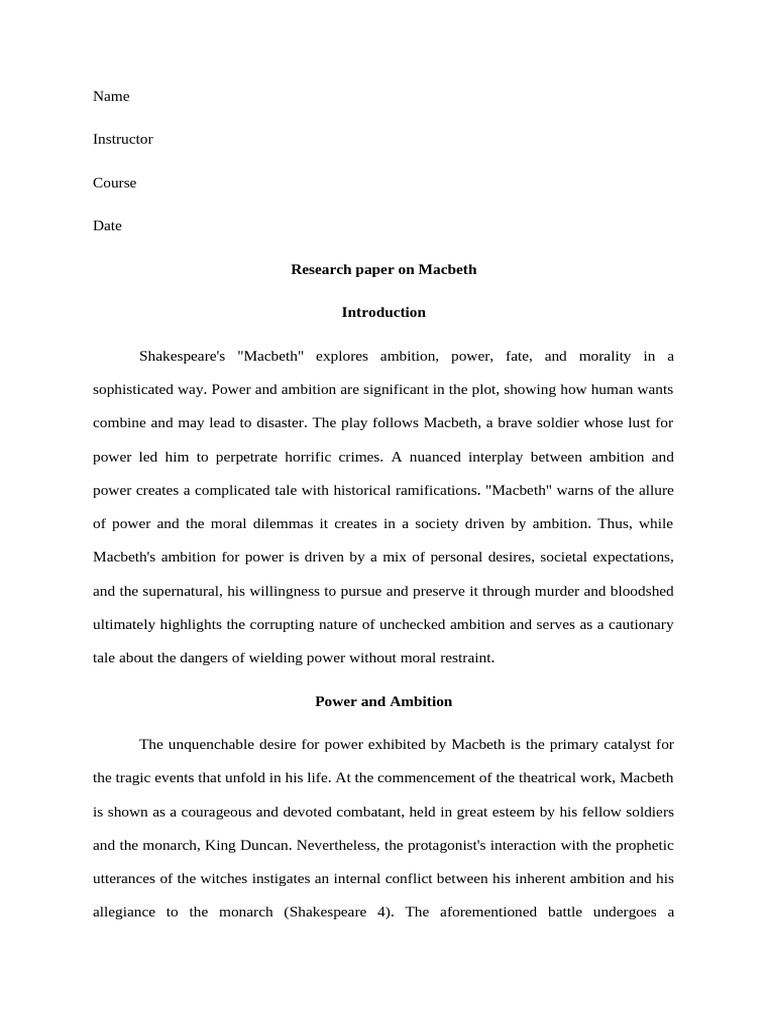 Research Paper On Macbeth | PDF | Macbeth