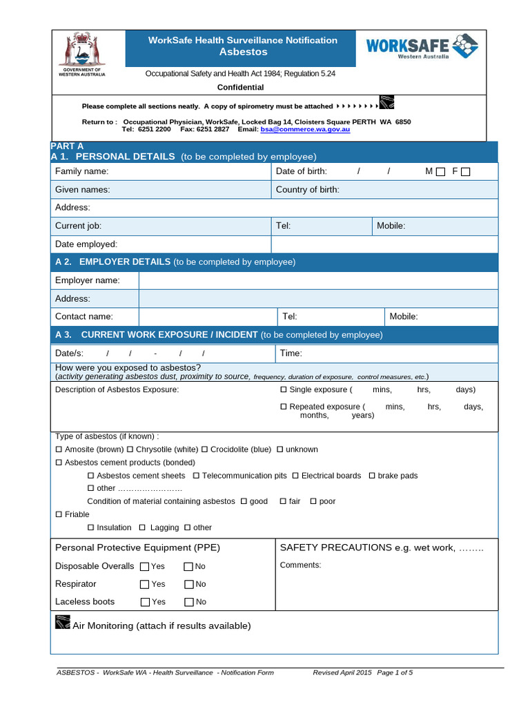 Asbestos Health Surveillance Notification | PDF | Asbestos | Cough
