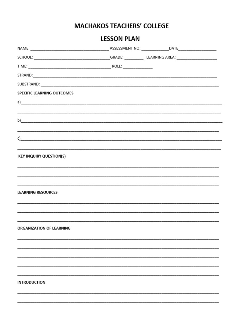 APPENDIX 9-Lesson Plan Template | PDF | Learning | Education Theory