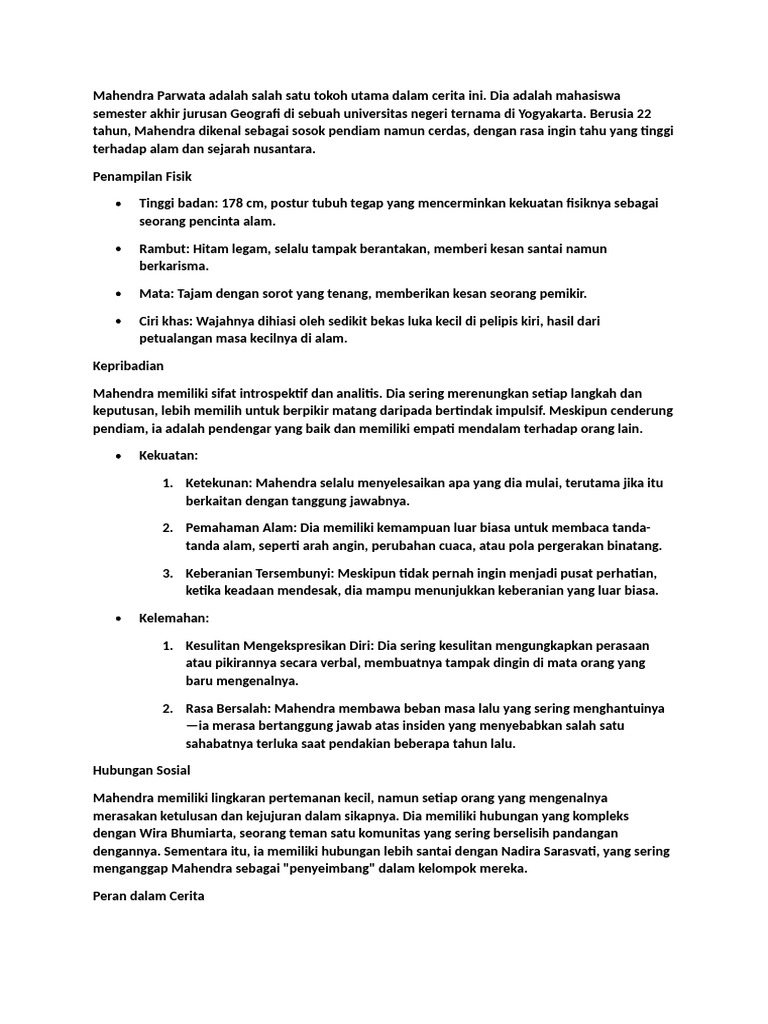 Mahendra Parwata adalah salah satu tokoh utama dalam cerita ini | PDF
