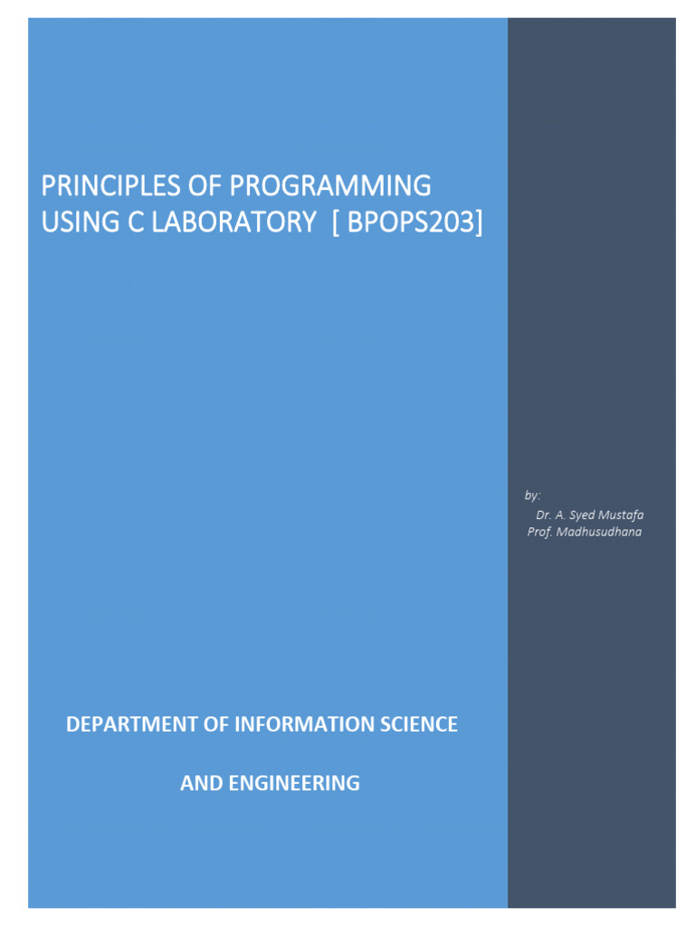 BPOPS203 PRINCIPLES OF PROGRAMMING USING C LAB Manual | PDF | Computer Programming | Software ...