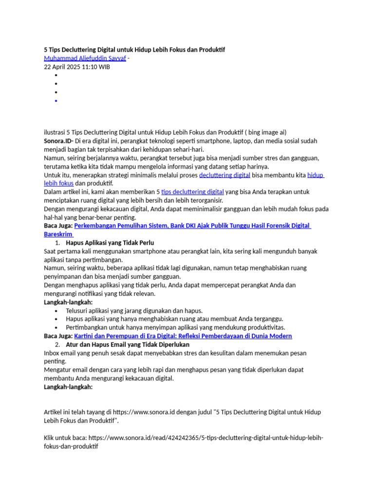 5 Tips Decluttering Digital Untuk Hidup Lebih Fokus Dan Produktif | PDF