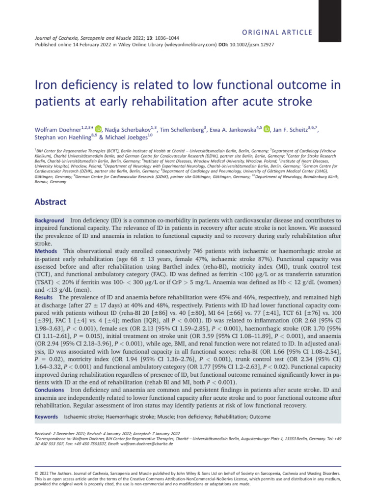 Iron_deficiency_is_related_to_low_functional_outco | PDF | Stroke | Anemia