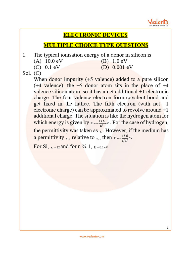 Electronic Devices JEE Main Questions With Solutions - FREE PDF ...