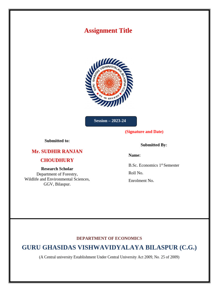GGU Assignment Front Page Template | PDF