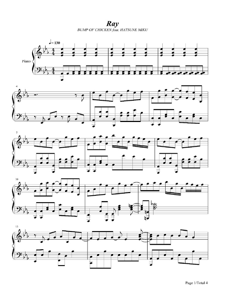 BUMP OF CHICKEN Feat. Hatsune Miku - Ray | PDF