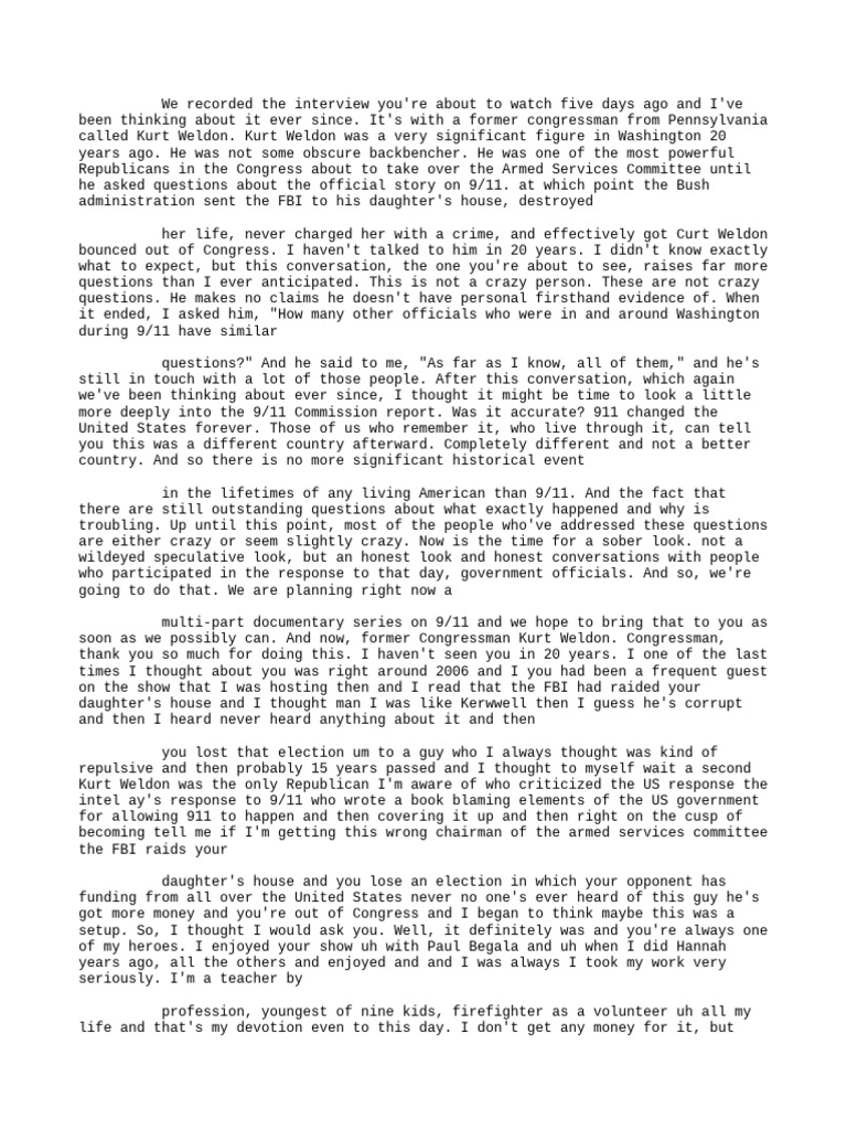 NoteGPT - Rep. Curt Weldon - It's Time To Finally Tell The Truth About ...