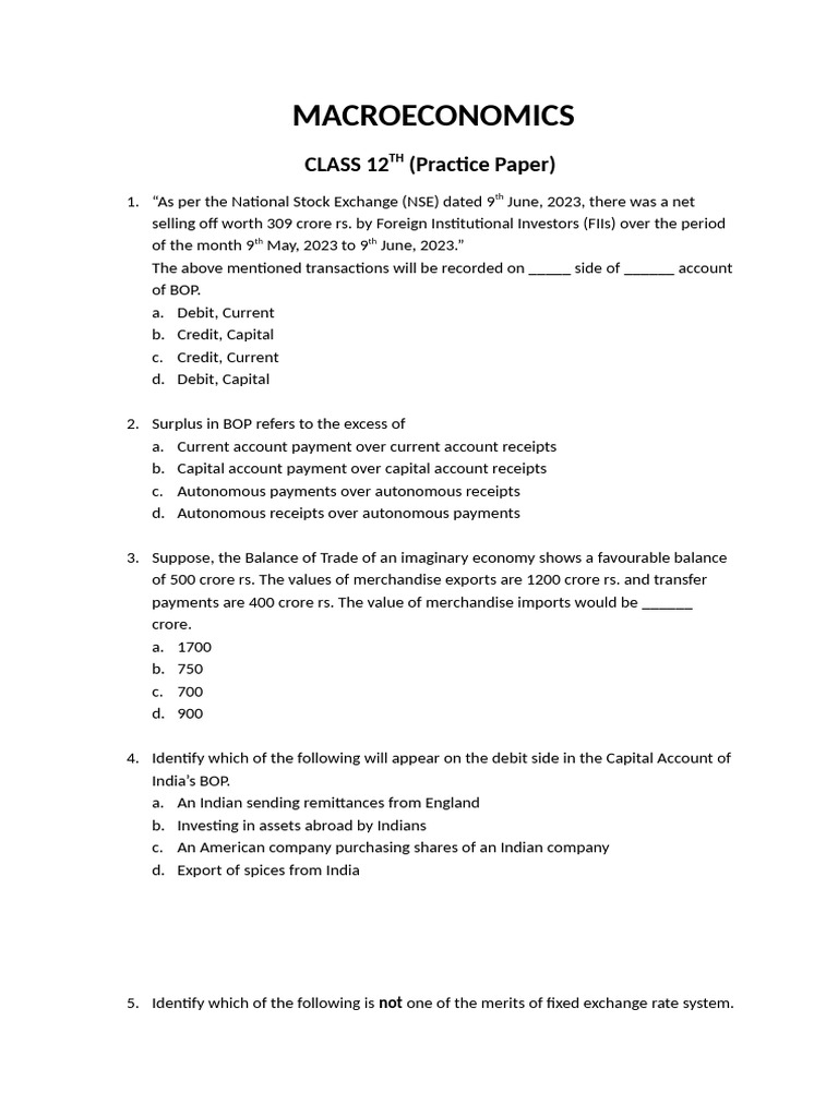 MACROECONOMICS (Forex & BOP) 1. | PDF | Foreign Exchange Market ...