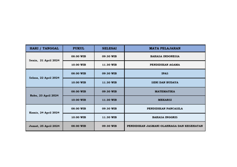 Jadwal Asesmen Sumatif Semester Genap | PDF