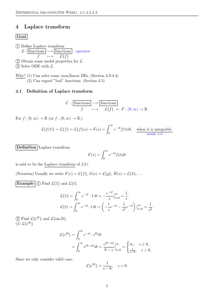 9th Week | PDF | Laplace Transform | Ordinary Differential Equation