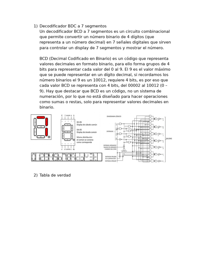 Decodificador BDC A 7 Segmentos | PDF