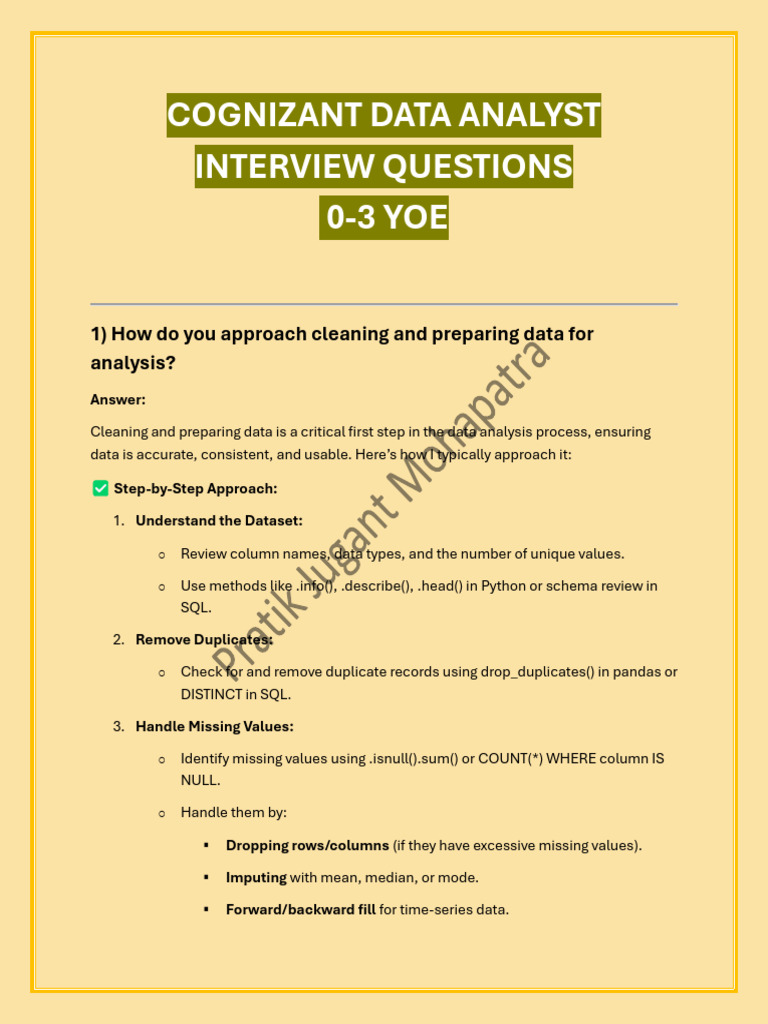 Cognizant Data Analyst Interview Questions 1745235888 | PDF | P Value ...