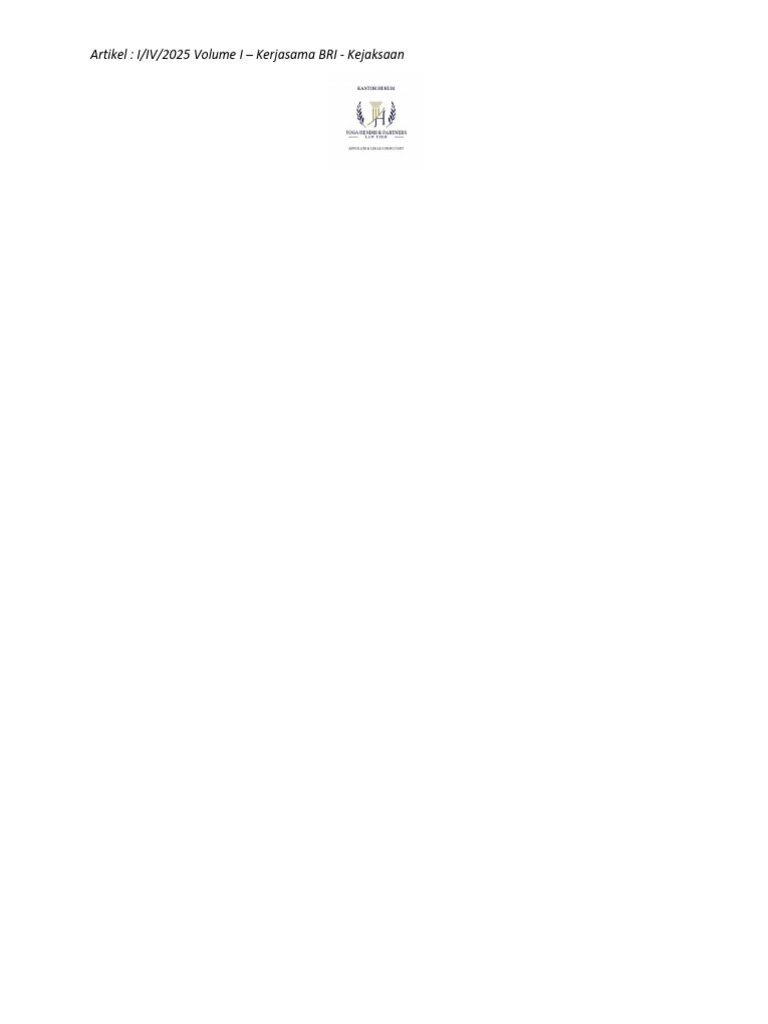 Legal Opini II IV YHP - Kerjasama BRI-Kejaksaan - 2025 | PDF