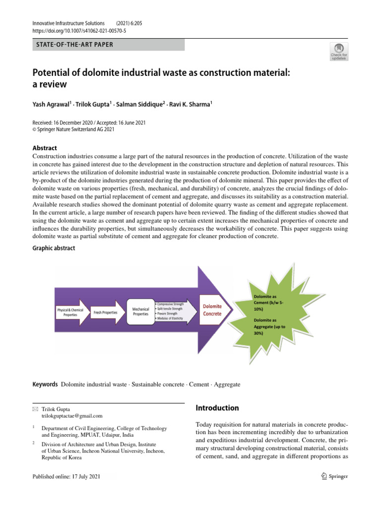 5 Potential of Dolomite | PDF | Concrete | Cement