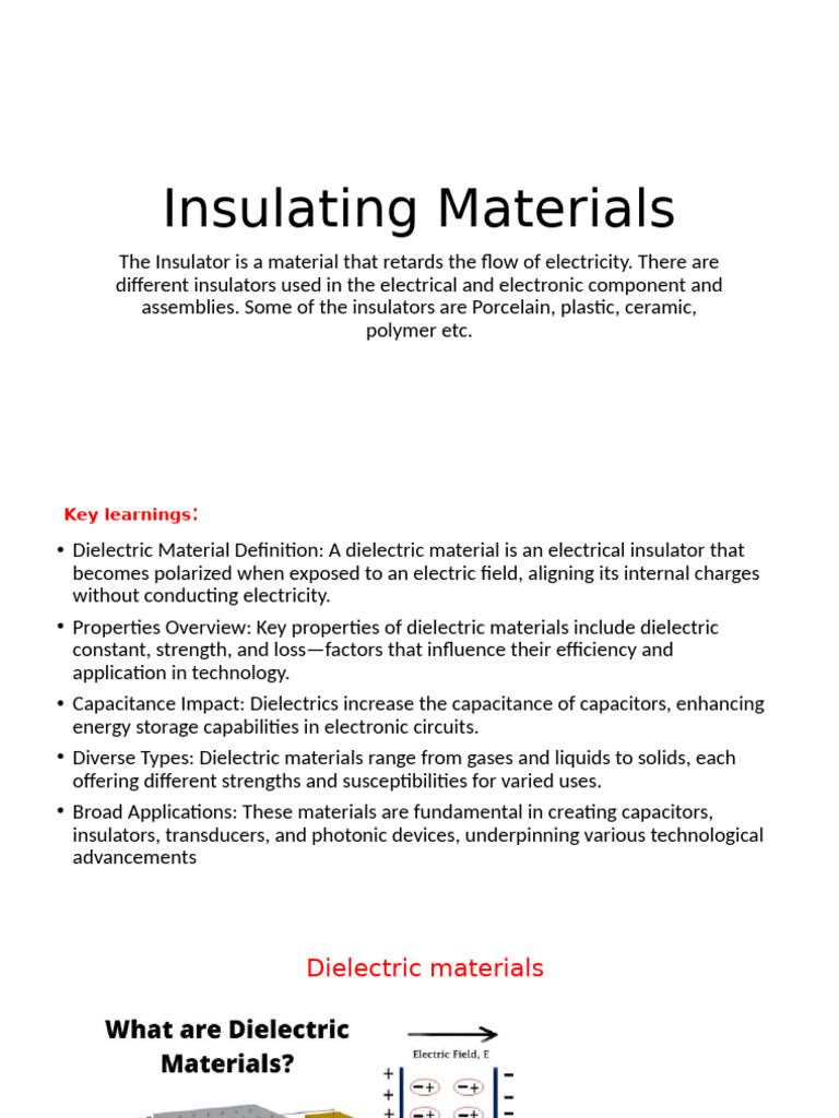 Insulating Materials | PDF | Dielectric | Capacitor
