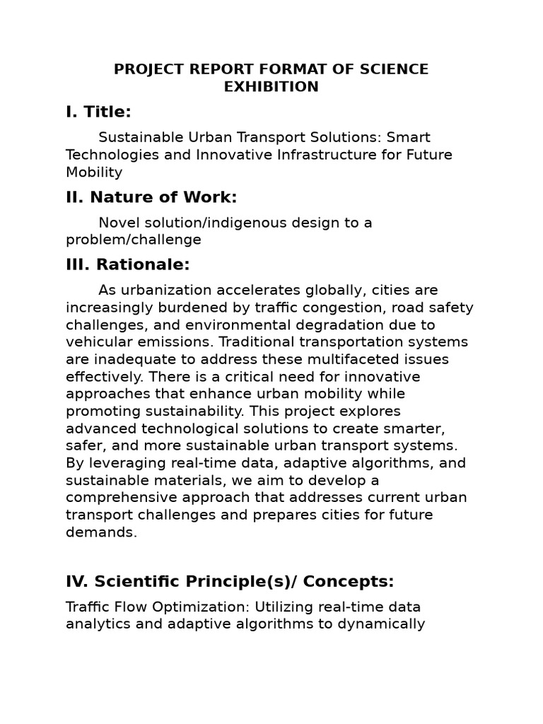 Project Report Format of Science Exhibition | PDF | Simulation | Traffic