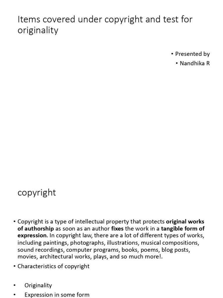 Items Covered Under Copyright and Test For Roginality-1 | PDF | Copyright