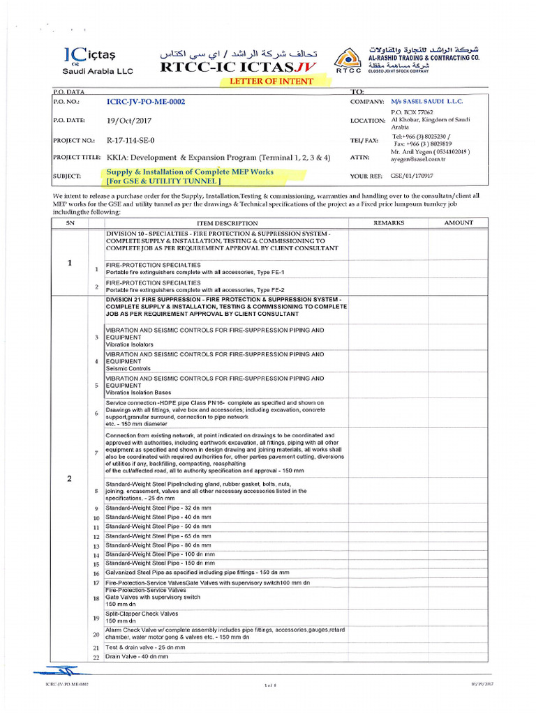 Icrc-Jv-Po-Me-002 - Sasel Mep Works | PDF