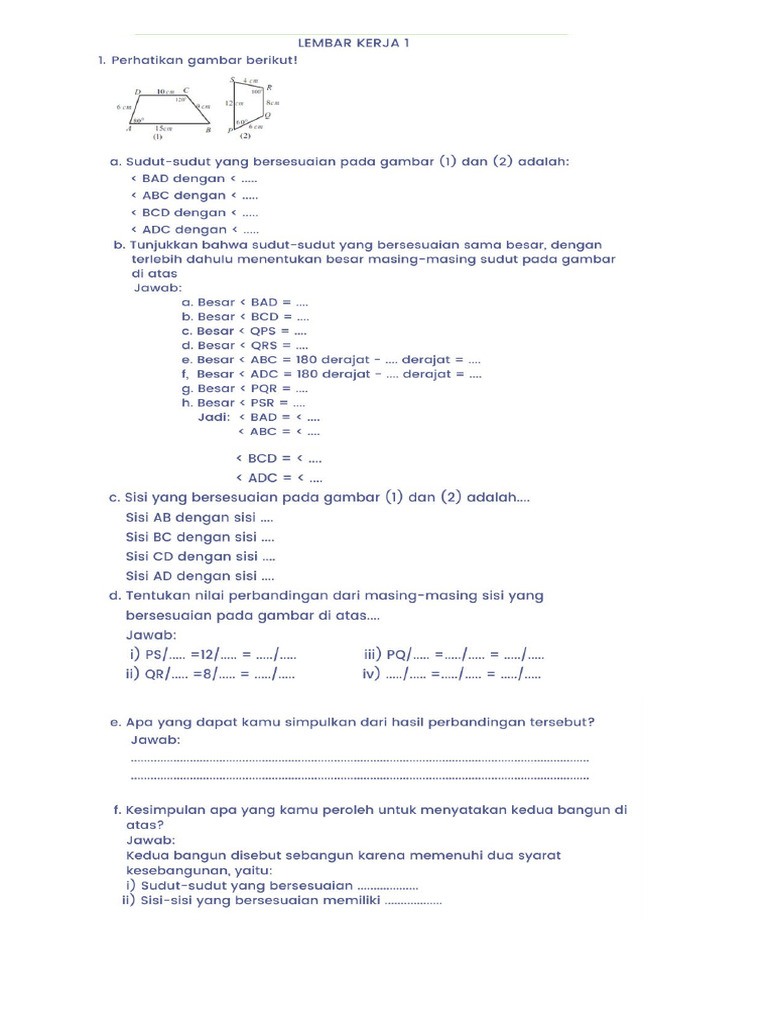 LEMBAR KERJA 1 MTK | PDF