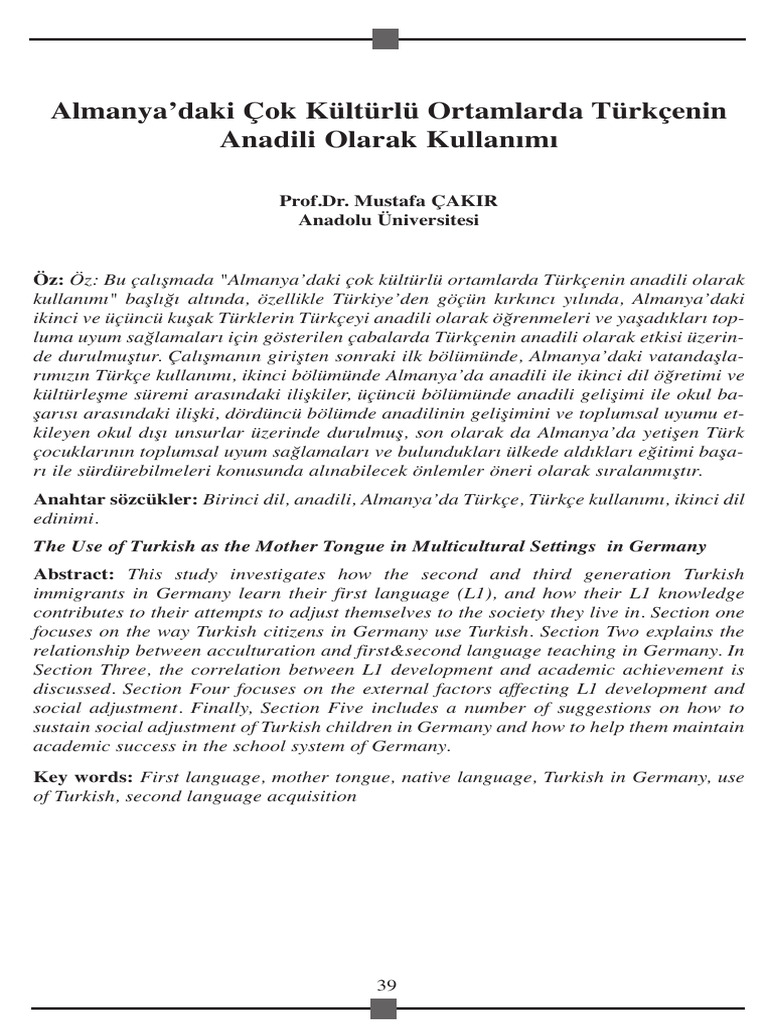 Almanyadaki Cok Kulturlu Ortamlarda Turk | PDF