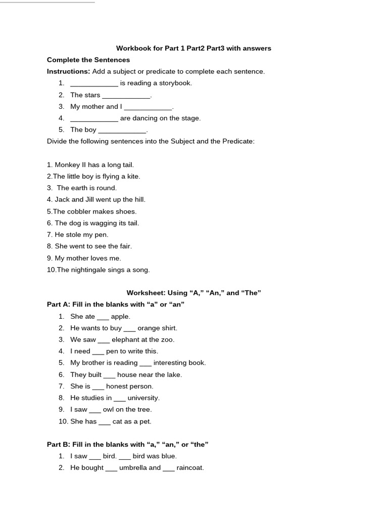 English Part 1 Part 2 Part3 worksheet | PDF | Linguistic Morphology ...