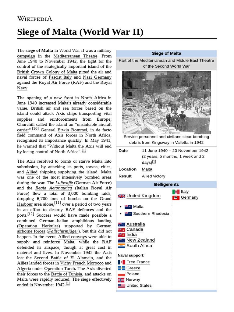 Siege of Malta: A WWII Overview | PDF | Military | Naval Warfare