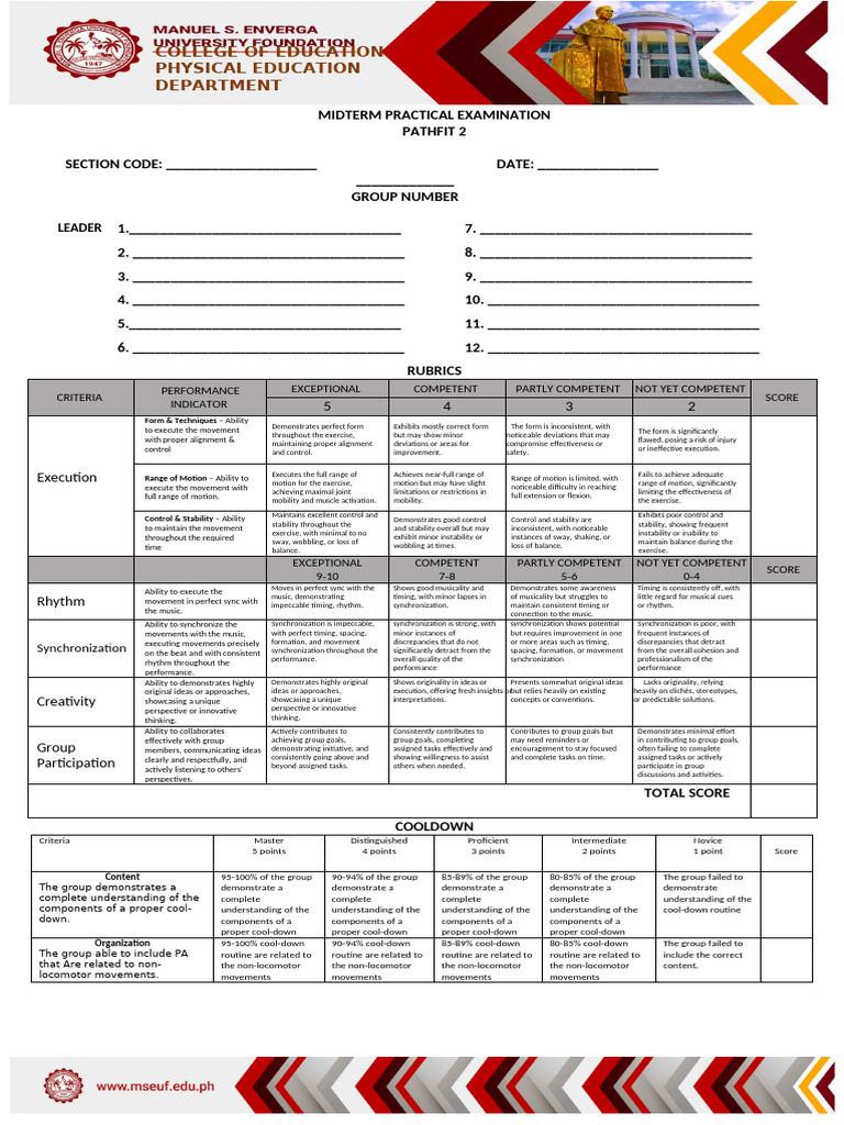 Rubrics For Midterm Practical Examination | PDF