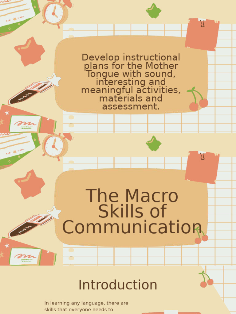 Macro Skills of Communication | PDF | Communication | Reading Comprehension