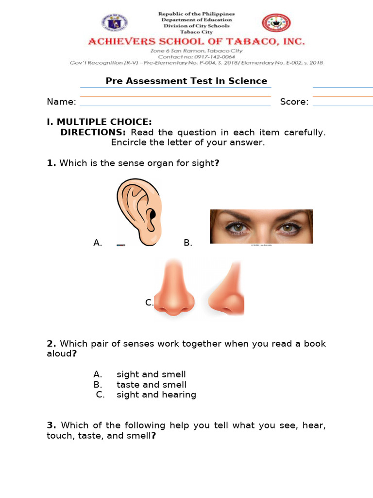 Science Pre-Assessment Test Guide | PDF