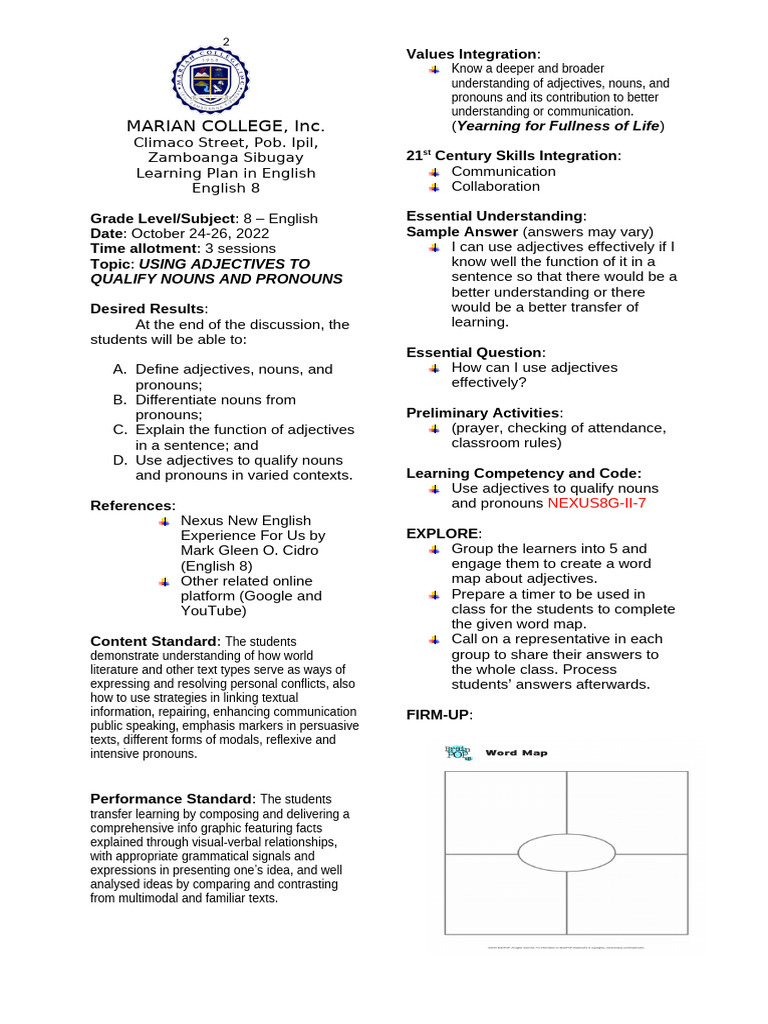 Using Adjectives to Qualify Nouns | PDF | Adjective | Verb