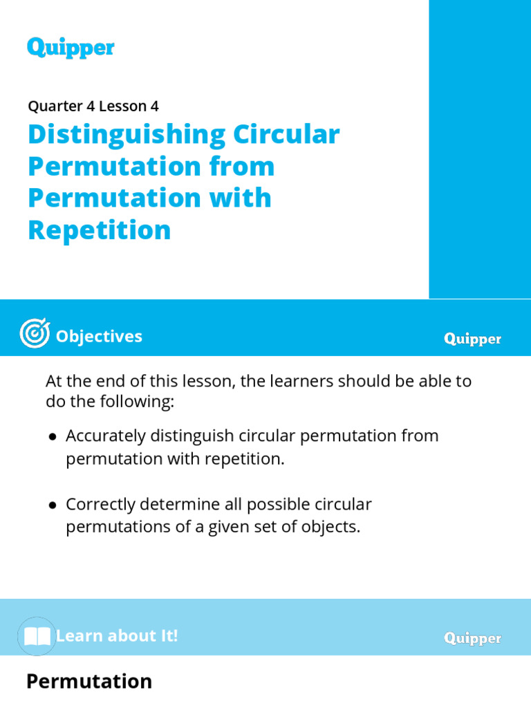 Distinguishing Circular Permutation From Permutation With Repetition | PDF | Permutation ...
