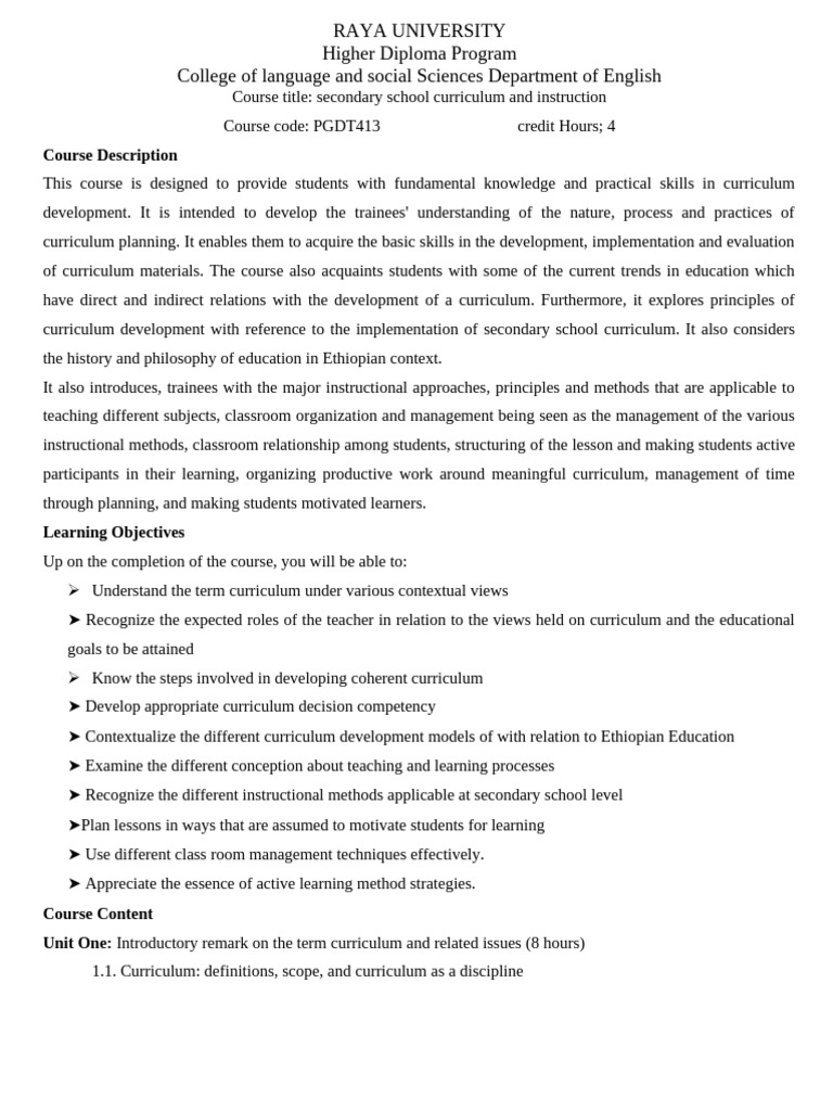 Activity 17 Course Plan | PDF | Curriculum | Learning